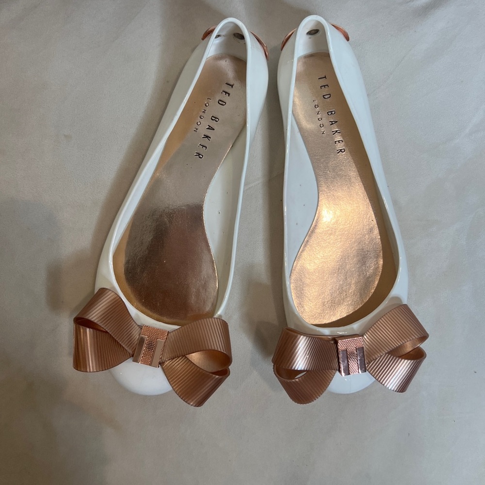 Ted Baker Larmiar Metallic Bow Jelly Flats Gem